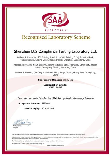China Shenzhen LCS Compliance Testing Laboratory Ltd. quality control